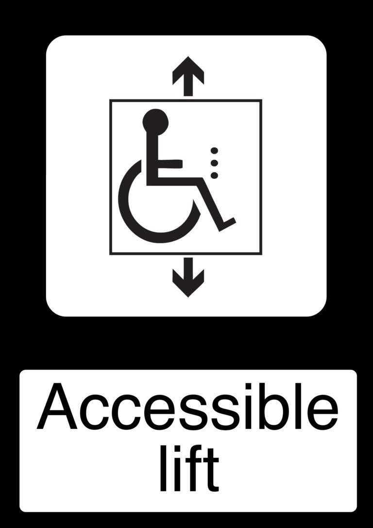 Wheelchair accessible lift - Health and Safety Signs