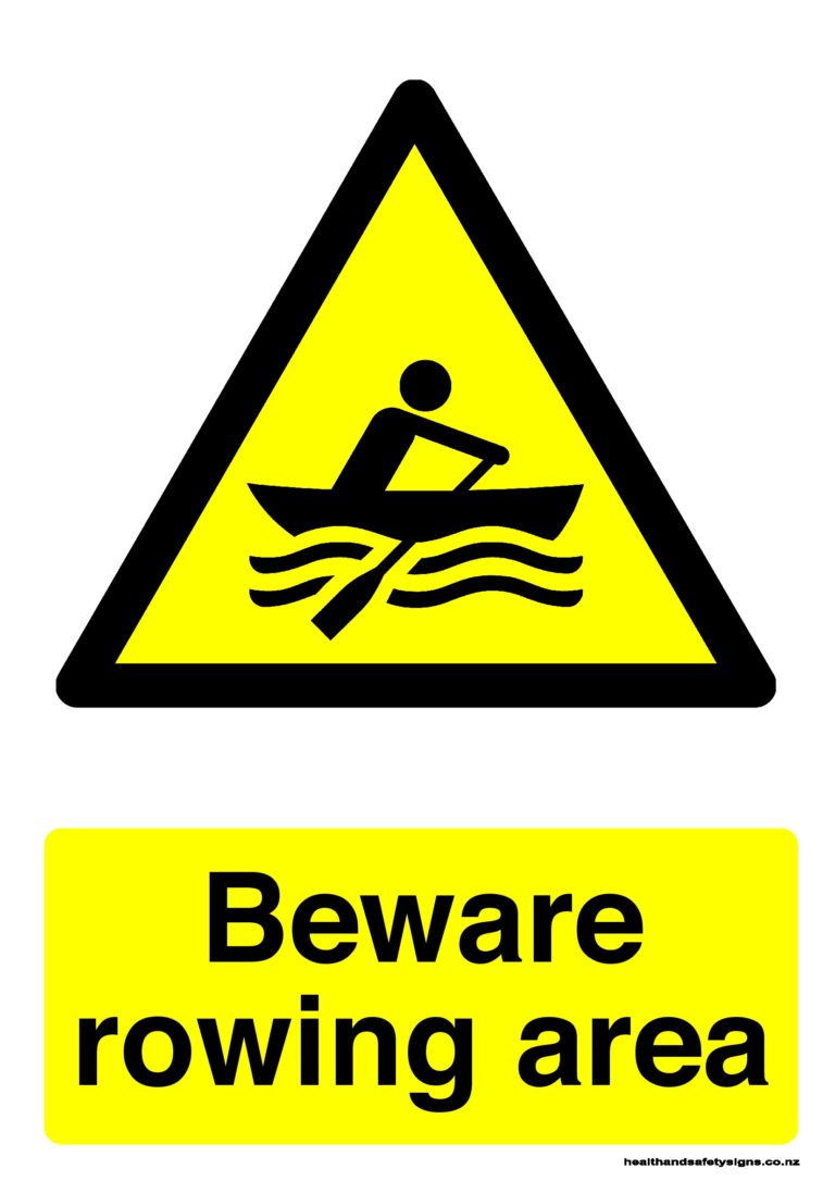 Beware rowing area warning sign - Health and Safety Signs
