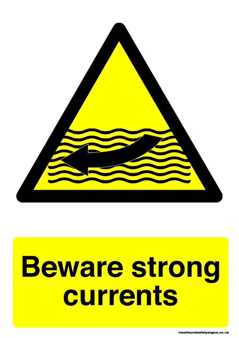 Beware strong currents warning sign - Health and Safety Signs