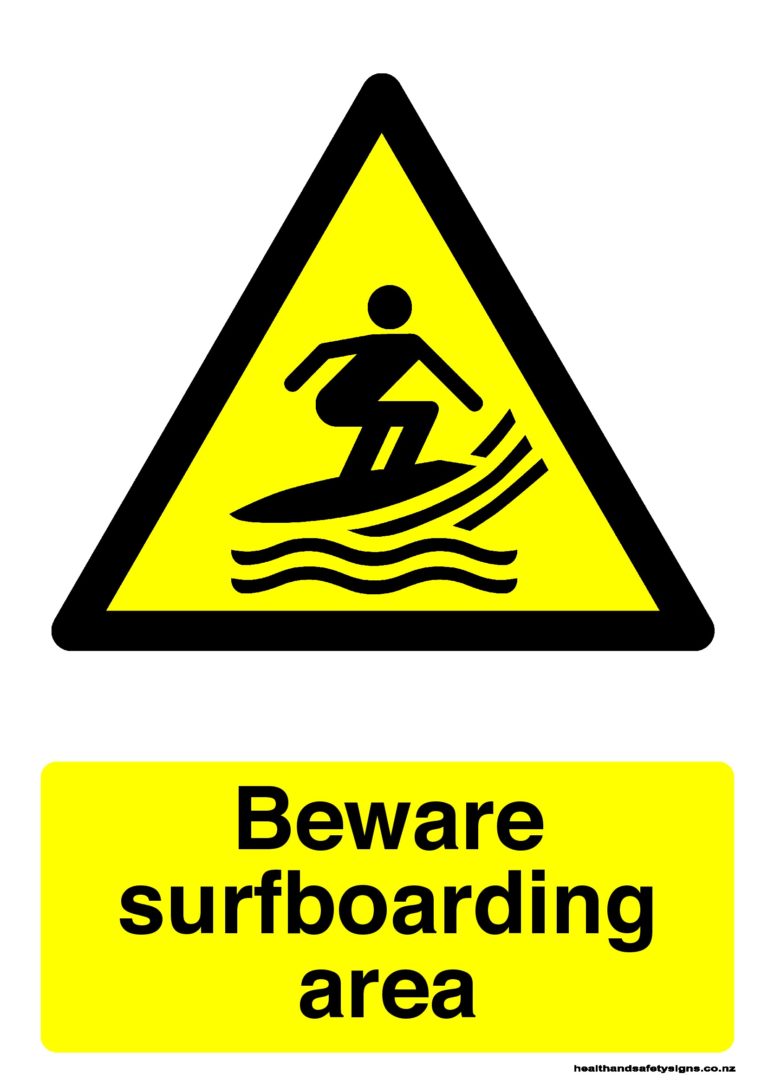 Beware surfboarding area warning sign - Health and Safety Signs