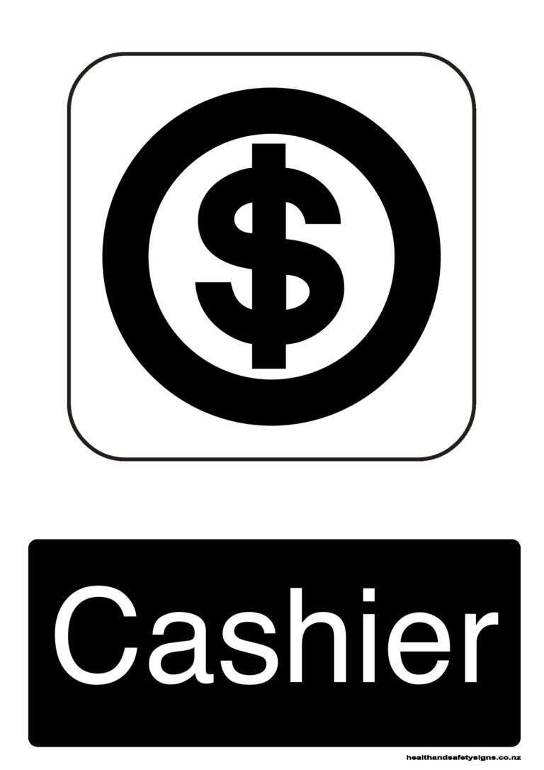 Cashier black - Health and Safety Signs