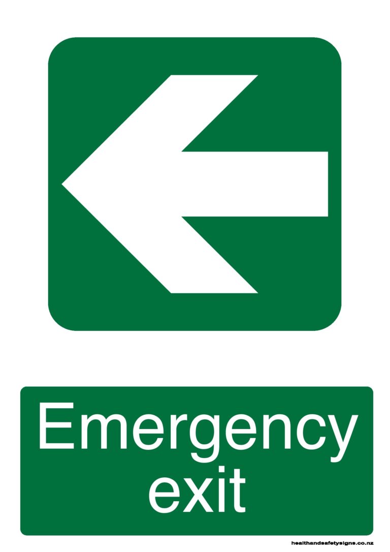 Emergency exit left - Health and Safety Signs