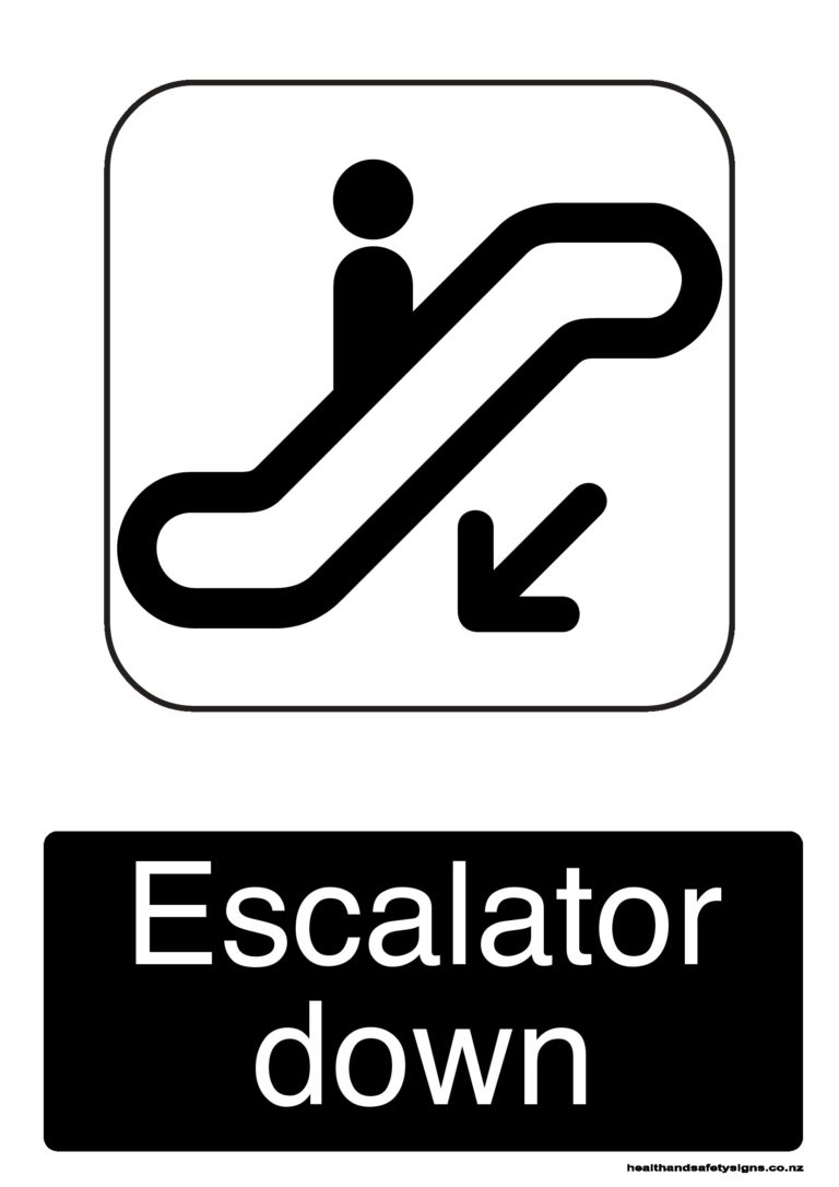 Escalator down - Health and Safety Signs