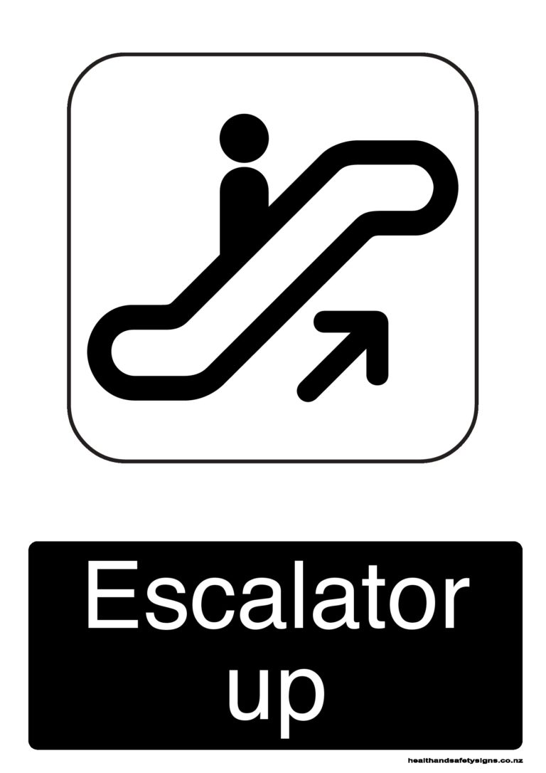 Escalator up black - Health and Safety Signs