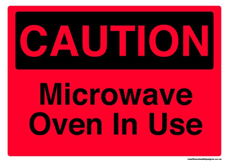 Microwave oven in use caution sign - Health and Safety Signs