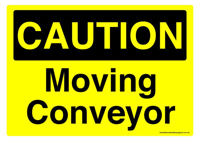 Moving conveyor caution sign - Health and Safety Signs