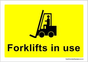 Forklifts In Use Caution Sign - Health and Safety Signs