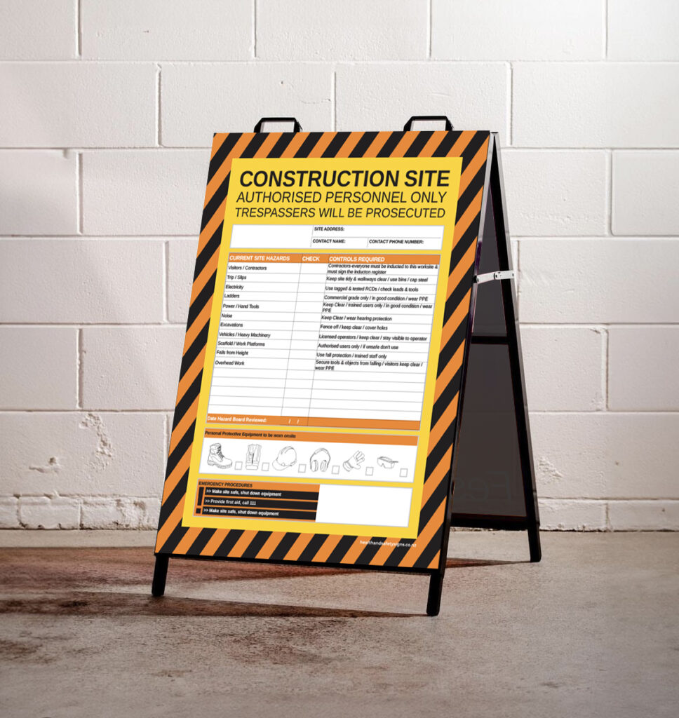 Aframe Safety Sign Hazard board - Health and Safety Signs